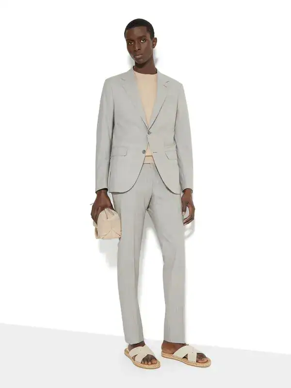 Zegna Light Grey And White 14milmil14 Wool Suit - Light Grey/White